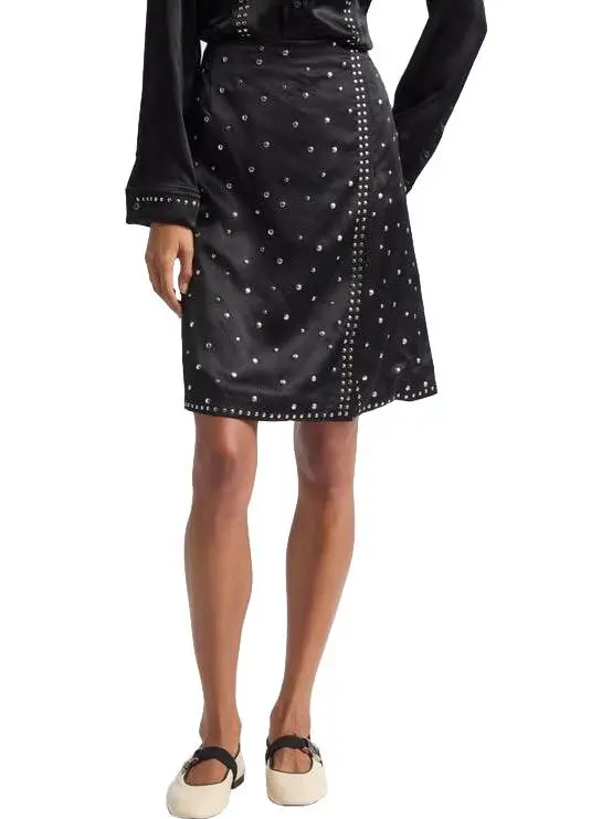 WALES BONNER Cosmic Studded Faux Wrap Midi Skirt - Black