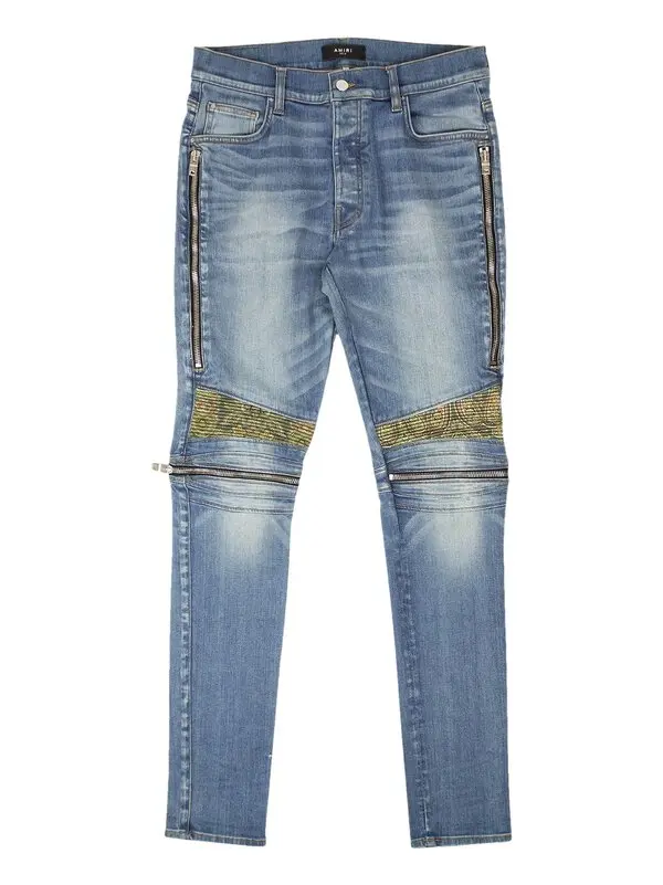Amiri Paisley Mx2 Skinny Jeans - Blue