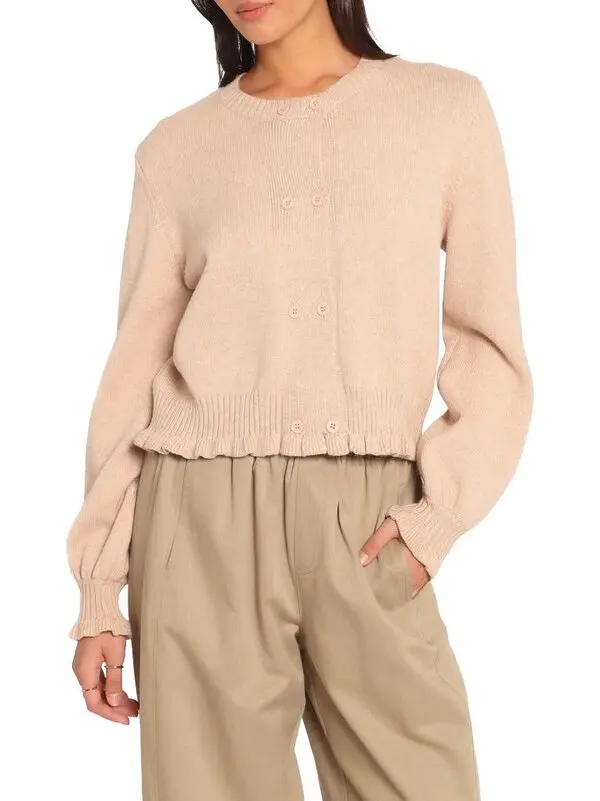 PETAL & PUP Marjorie Frill Cardigan - Beige