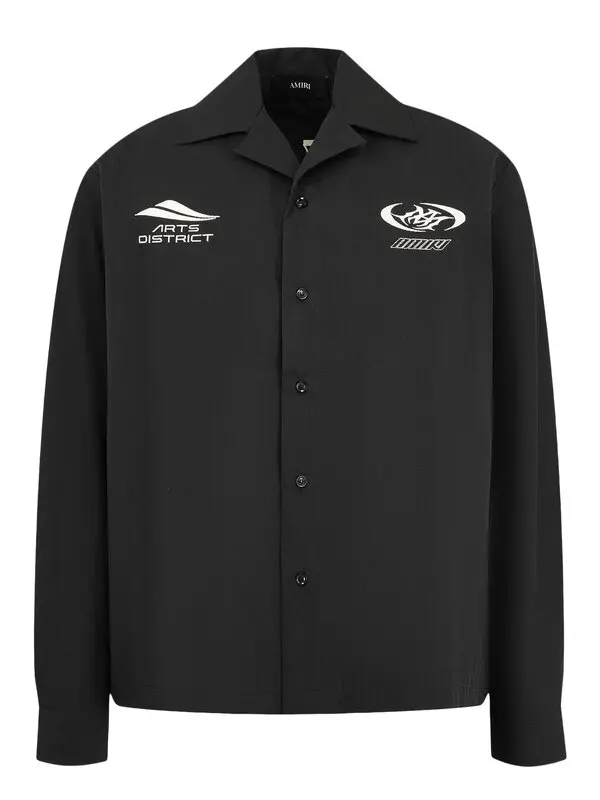 Amiri Embroidered Cotton Camp Shirt - Black