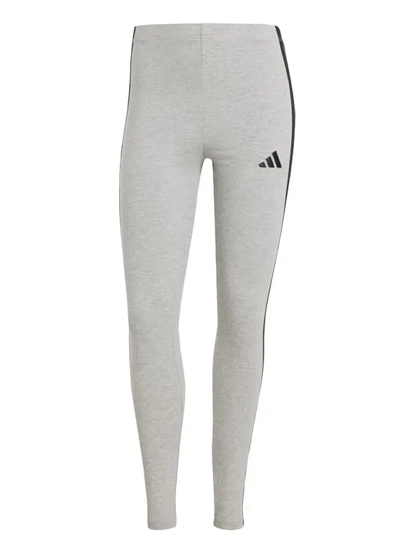 Adidas Essentials 3-stripes Cotton Leggings 'medium Heather / Black - Grey