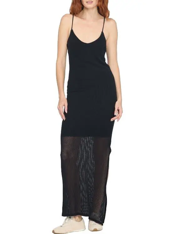 PROJECT SOCIAL T Paloma Mesh Mixed Maxi Dress - Black