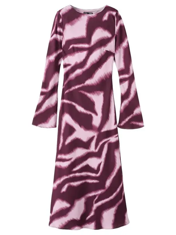 Mango Animal Print A-line Dress - Lilac