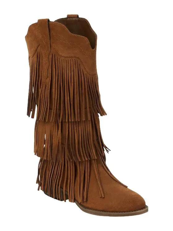 Matisse Saloon Fringe Boots - Saddle