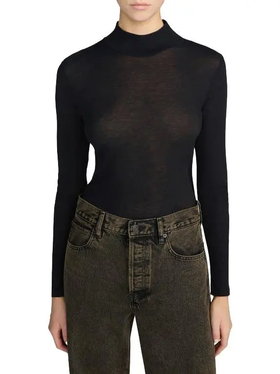 FRAME The Shadow Turtleneck Top - Black