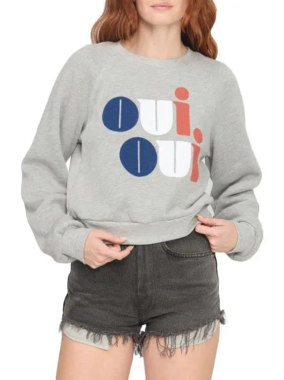 PROJECT SOCIAL T Oui Oui" Graphic Shrunken Sweatshirt - Heather Grey