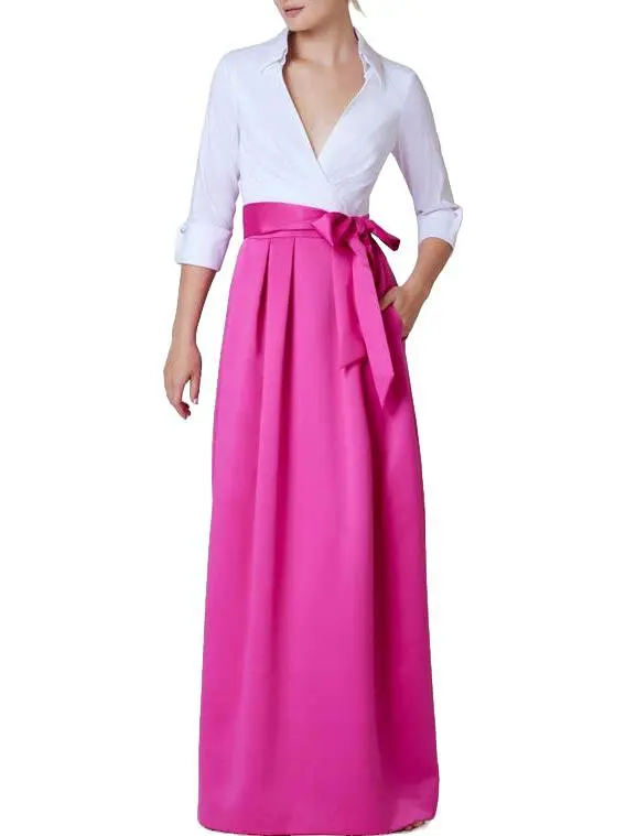 JESSICA HOWARD Mixed Media Ballgown - Fuchsia White