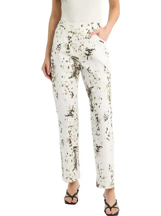 Hue Pony Print Straight Leg Denim Leggings - White