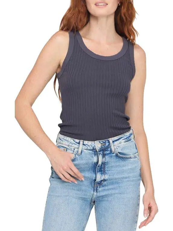 PROJECT SOCIAL T Ribbed Scoop Neck Tank - Charcoal