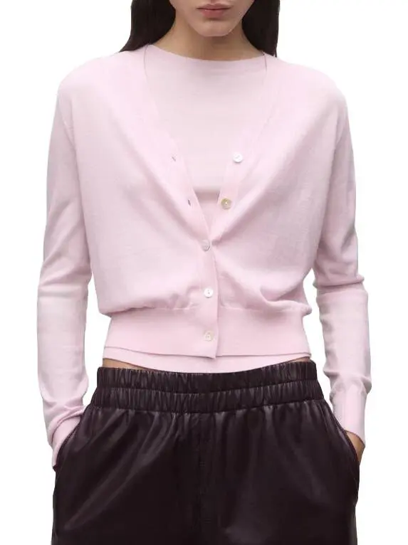 Mango Wool V-neck Cardigan - Pink