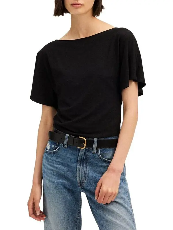 Madewell Boatneck Dolman Sleeve Top - Jet Black