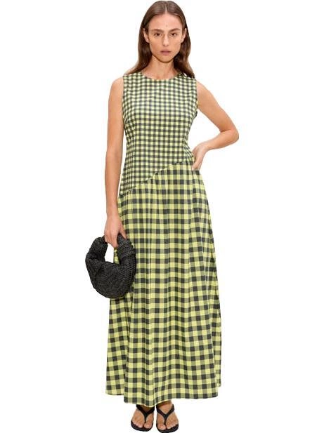 SIMONMILLER Laurel Poplin Midi Dress - Peridot/ebony Gingham