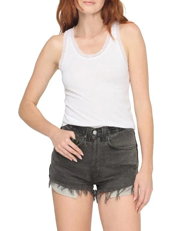 PROJECT SOCIAL T Misty Mesh Trim Tank - White