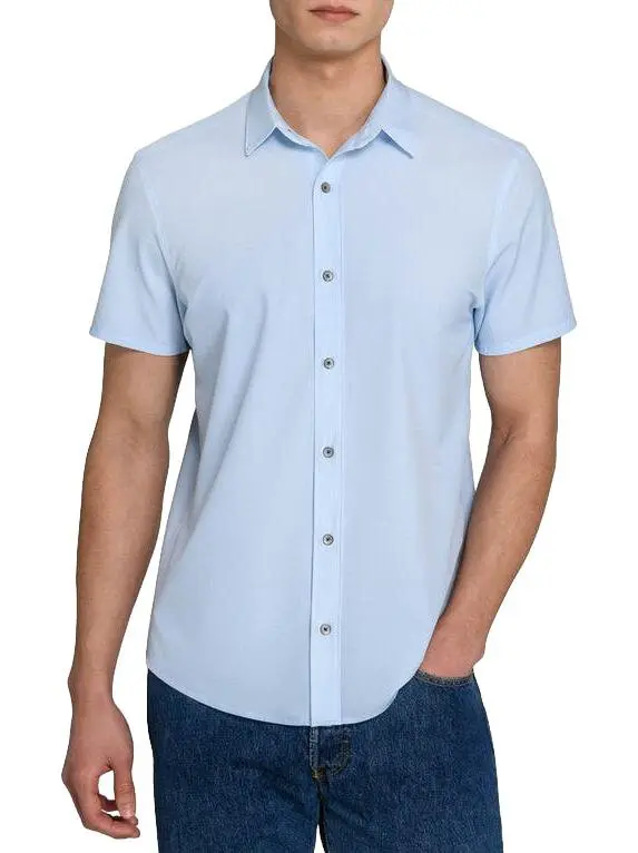 W.R.K Abstract Geo Performance Short Sleeve Button-down Shirt - Light Blue