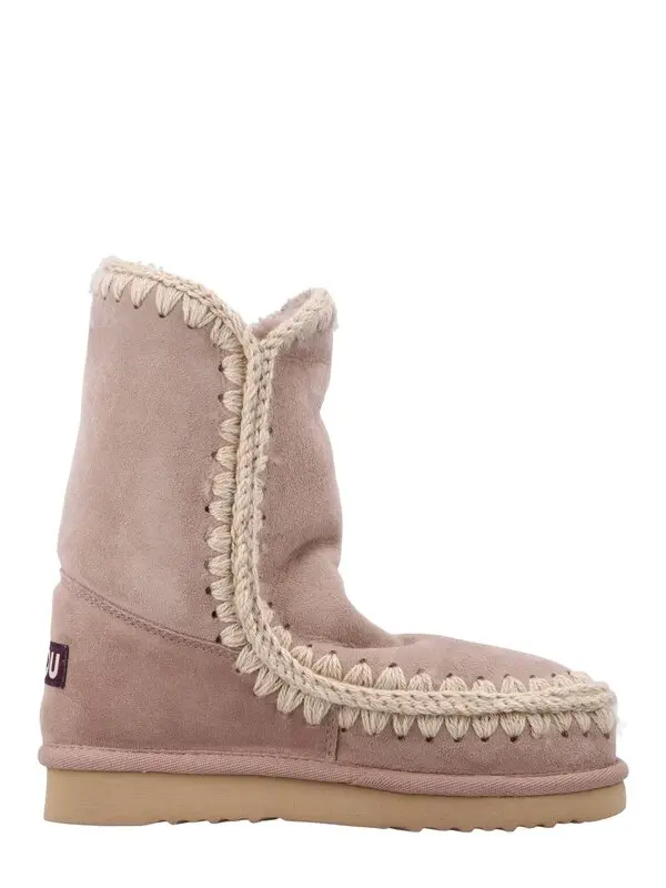 Mou Suede Platform Boot With Crochet Trim - Marrone