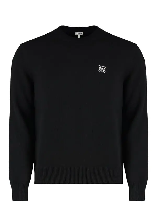 Loewe Polyamide-polyester Wool Crew Neck Sweater - Black