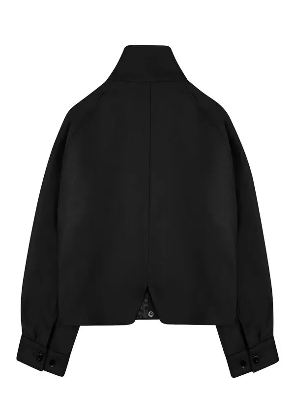 NINE:INTHE:MORNING Cropped High-neck Wool Blend Jacket - Black