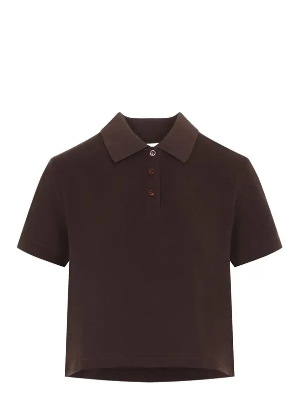 Saint Laurent Petit Cassandre Cotton Polo - Brown