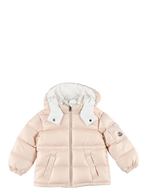 Moncler Lightweight Glossy Down Puffer Jacket With Detachable Hood - Light Pink