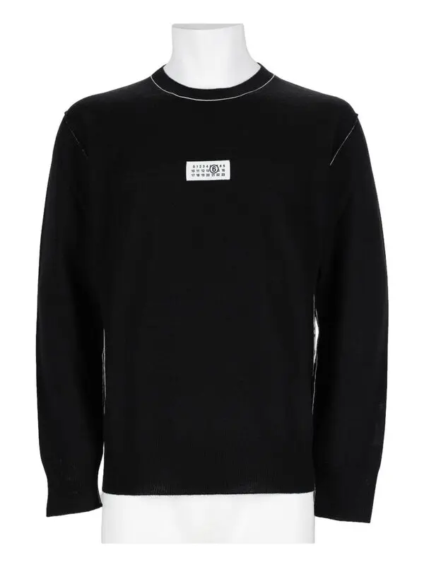 MAISON MARGIELA Logo Patch Crewneck Sweater - Black
