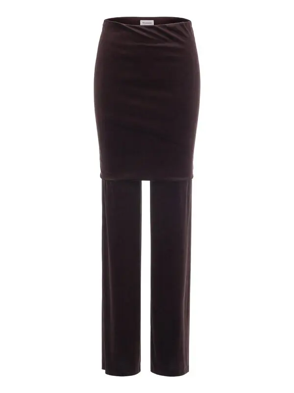 Andamane Jersey Maxi Skirt Over Pants - Dark Brown