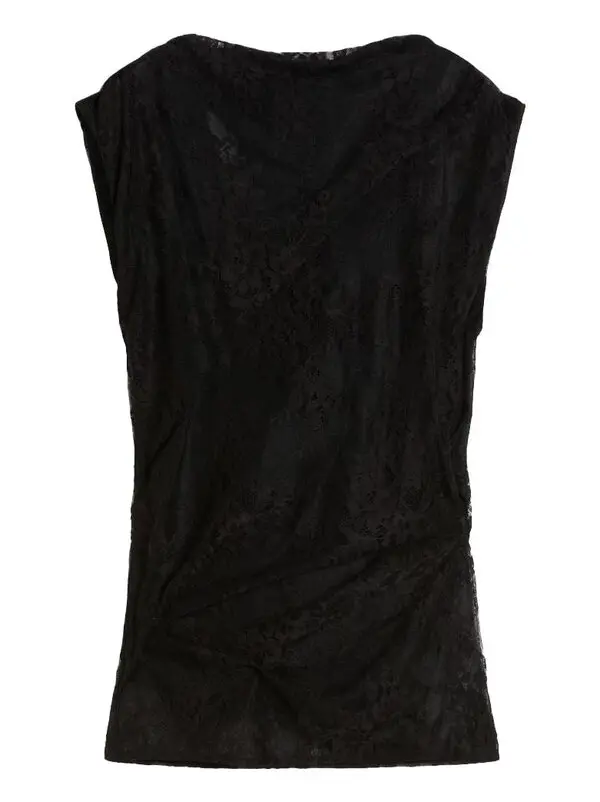 Sportmax Lace Sleeveless Top With Draped Relaxed Fit And Racerback Tank - Nero