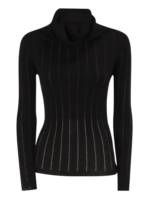 Max Mara Embroidered Silk-wool Turtleneck Sweater - Nero