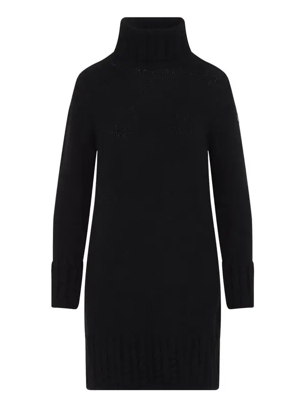 Moncler Mini Turtleneck Sweater Dress - Black