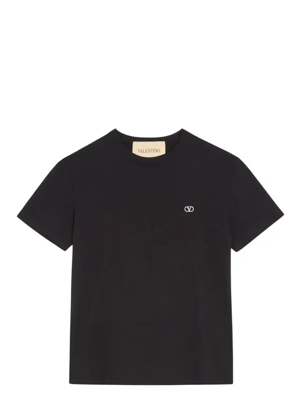 Valentino Garavani Cotton Crewneck T-shirt With Logo - Black