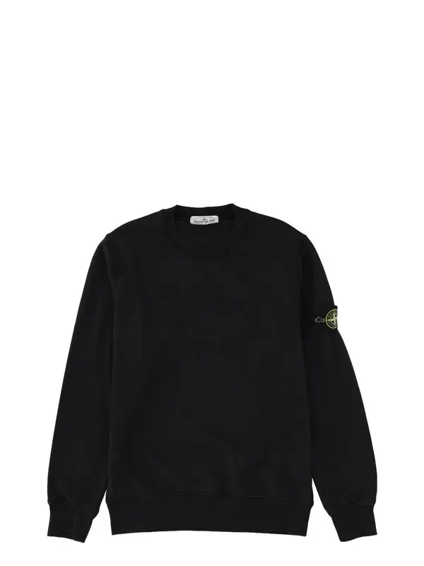 Stone Island Cotton Crewneck Sweatshirt With Logo Patch - Midnight