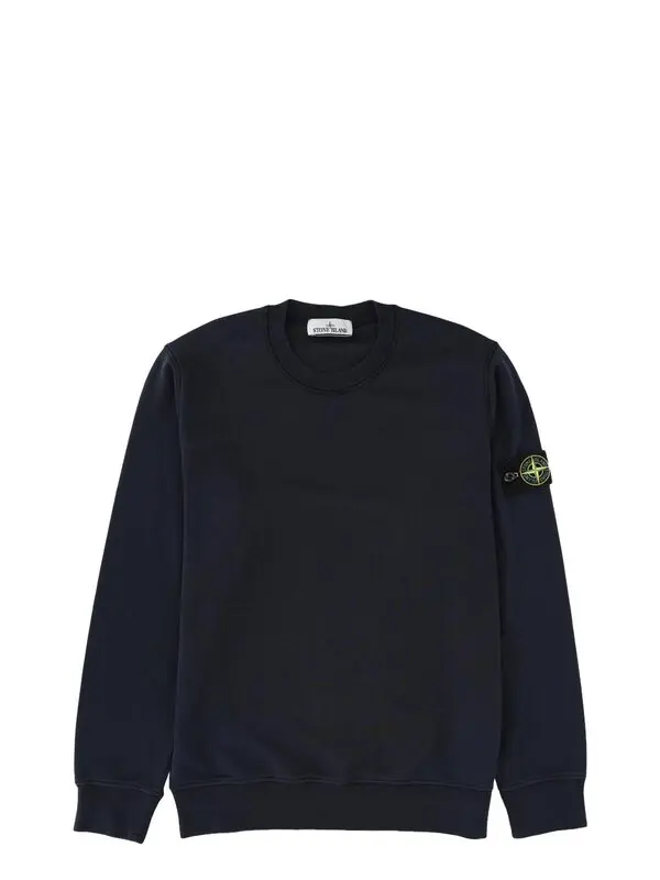 Stone Island Cotton Crewneck Sweatshirt With Logo Patch - Navy