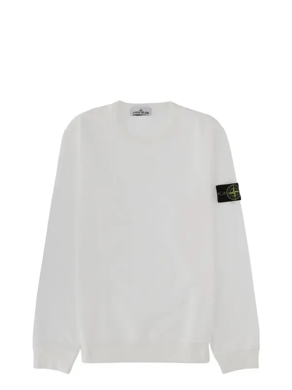 Stone Island Cotton Crewneck Sweatshirt With Logo Patch - White