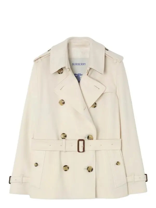 Burberry Cashmere Kensington Trench Jacket - Ivory White