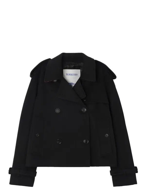 Burberry Cropped Cashmere Mayfair Trench Jacket - Black