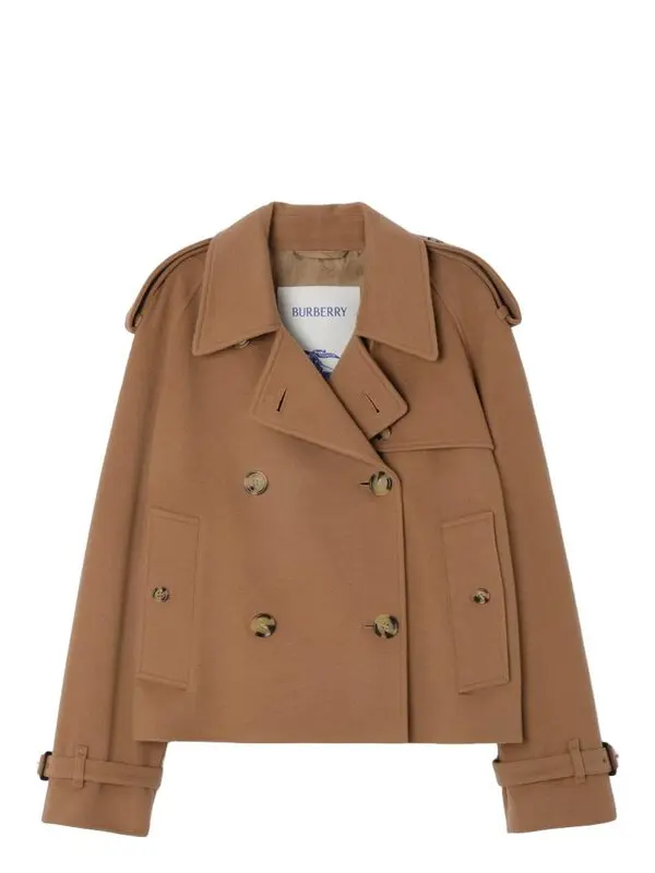 Burberry Cropped Cashmere Mayfair Trench Jacket - Camel Brown