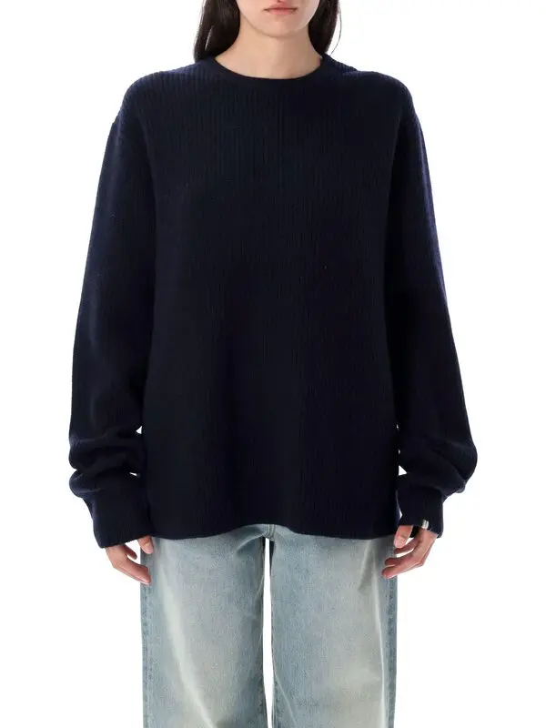 Extreme Cashmere Oversized Ribbed Cashmere Crewneck Sweater - Blu