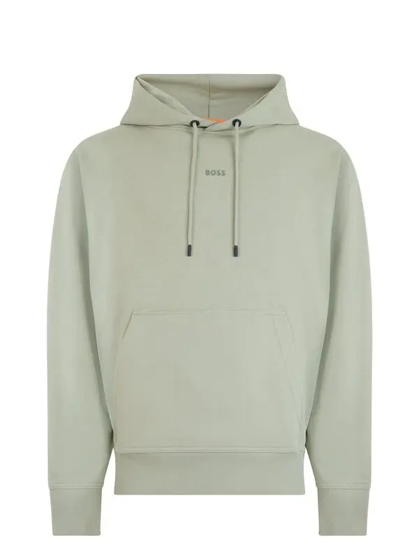 BOSS Cotton Hoodie With Adjustable Hood - Khaki