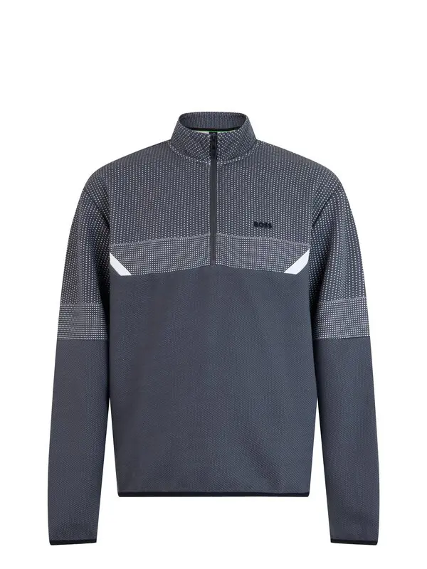 BOSS Cotton-blend Zip-up Sweatshirt With High Collar - Grey