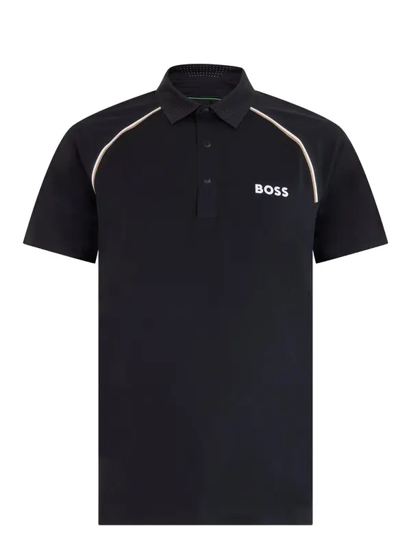 BOSS Short-sleeve Tech Polo With Reflective Details - Black