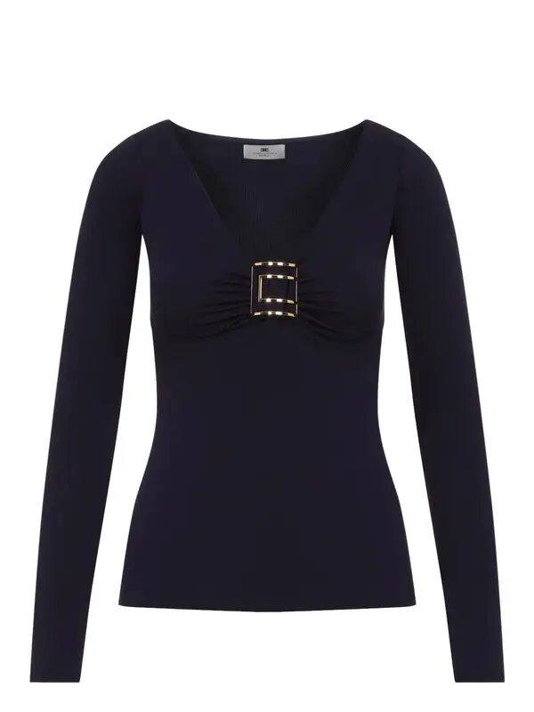 Elisabetta Franchi Long Sleeve Viscose Top - Blue