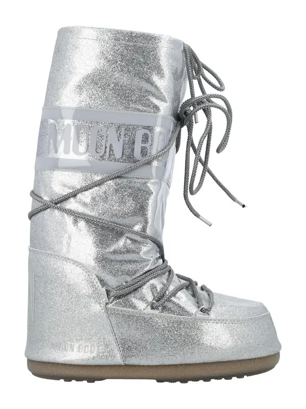 Moon Boot Icon Glitter Lace-up Mid Calf Boots - Argento