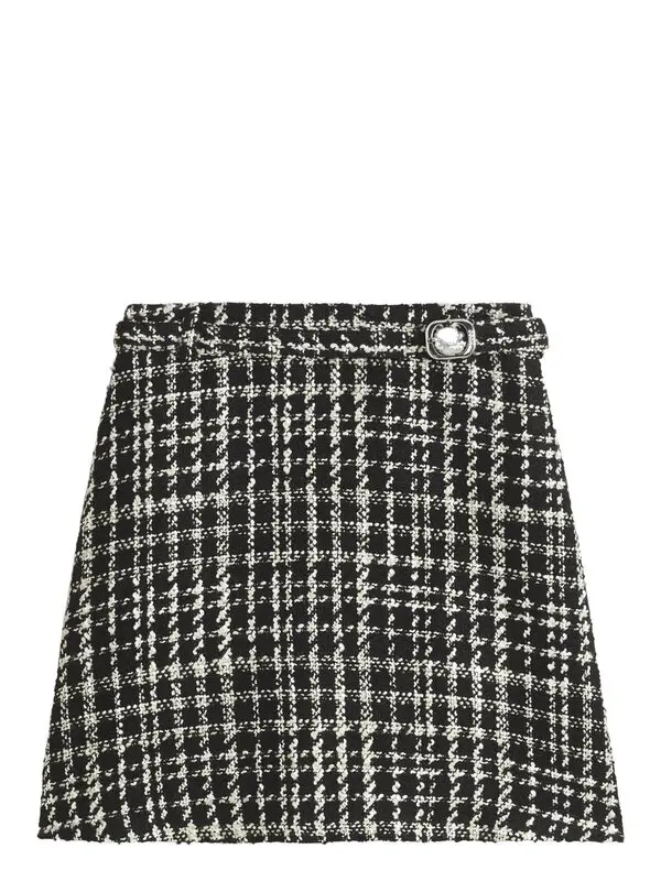 Hugo A-line Mini Skirt In Checked Boucl - Patterned