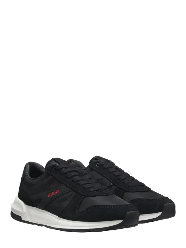 Hugo Suede-trimmed Nylon Sneakers With Logo Detail - Black