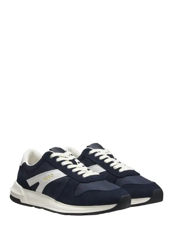 Hugo Suede-trimmed Nylon Sneakers With Logo Detail - Dark Blue