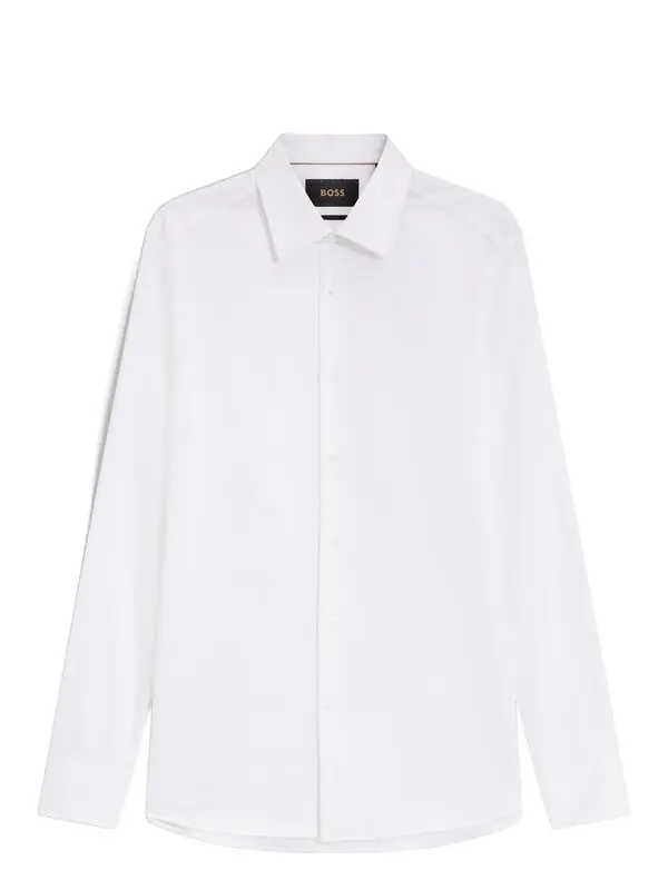 BOSS Slim-fit Shirt In Micro-structured Italian-made Cotton - White