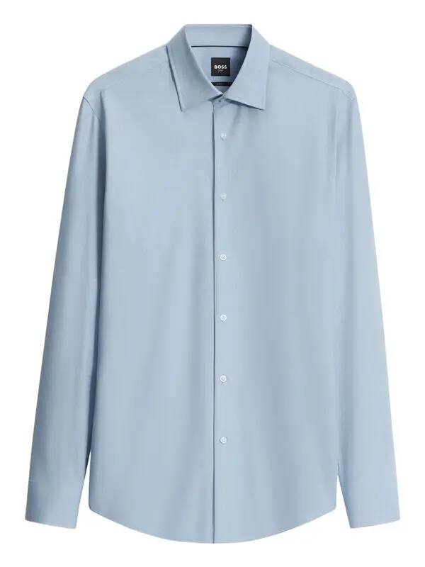 BOSS Slim-fit Shirt In Cotton-blend Flannel - Light Blue