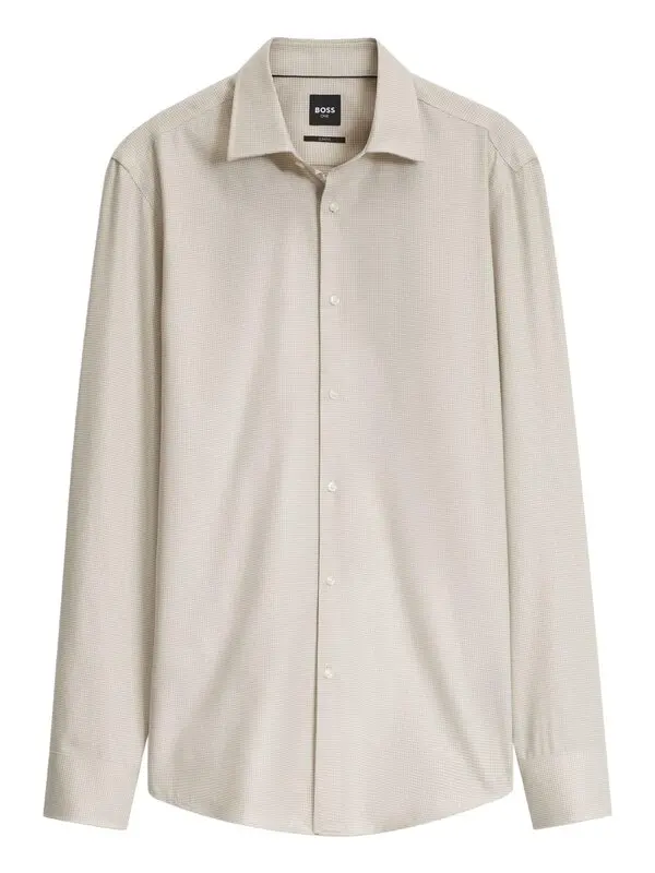 BOSS Slim-fit Shirt In Patterned Cotton-blend Flannel - Light Brown