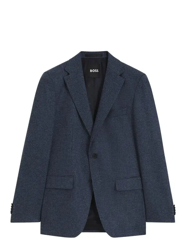 BOSS Patterned Slim-fit Blazer In A Wool-cashmere Blend - Dark Blue