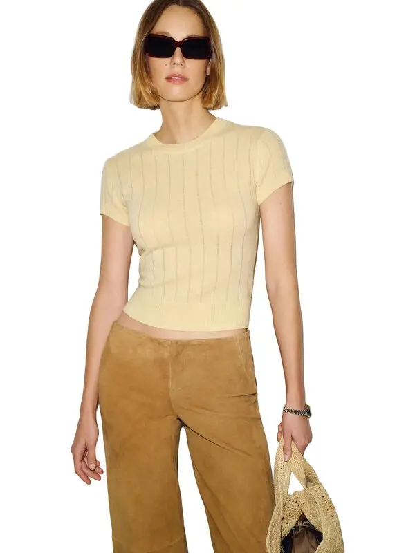 REFORMATION Darcy Cashmere T-shirt - Yellow