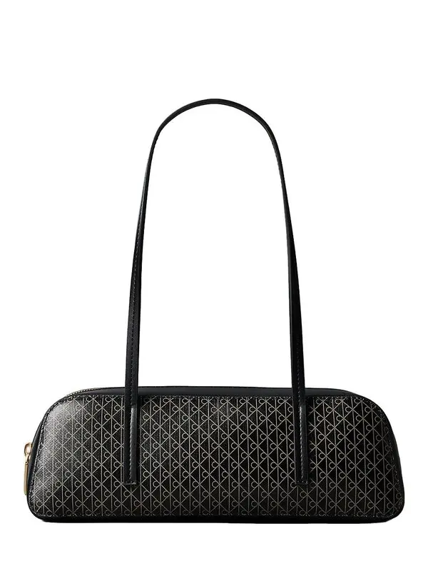 Calvin Klein Emblem Logo Bauletto Bag - Black Aop